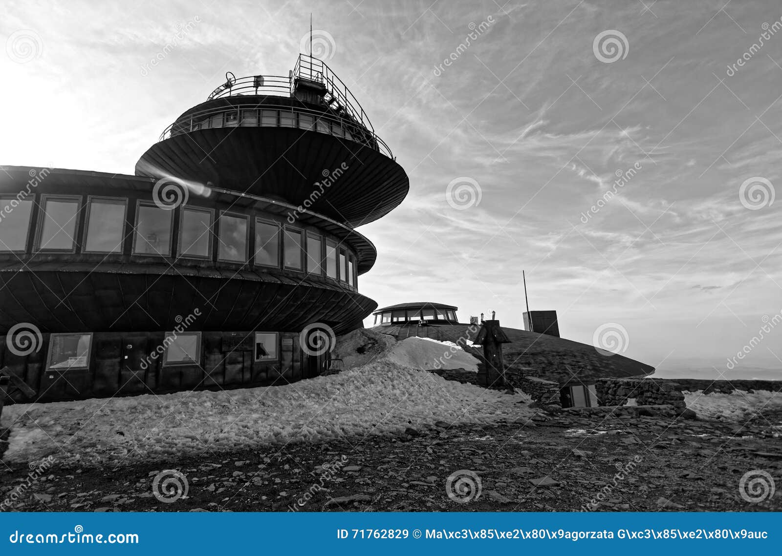 Meteorological Observatory at the Top of the Mountain. Stock Image ...