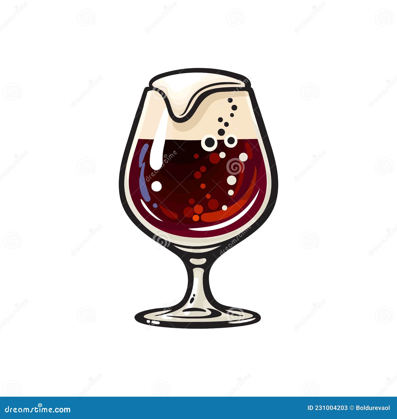 Snifter Beer Glass. Hand Drawn Vector Illustration Isolated On White ...