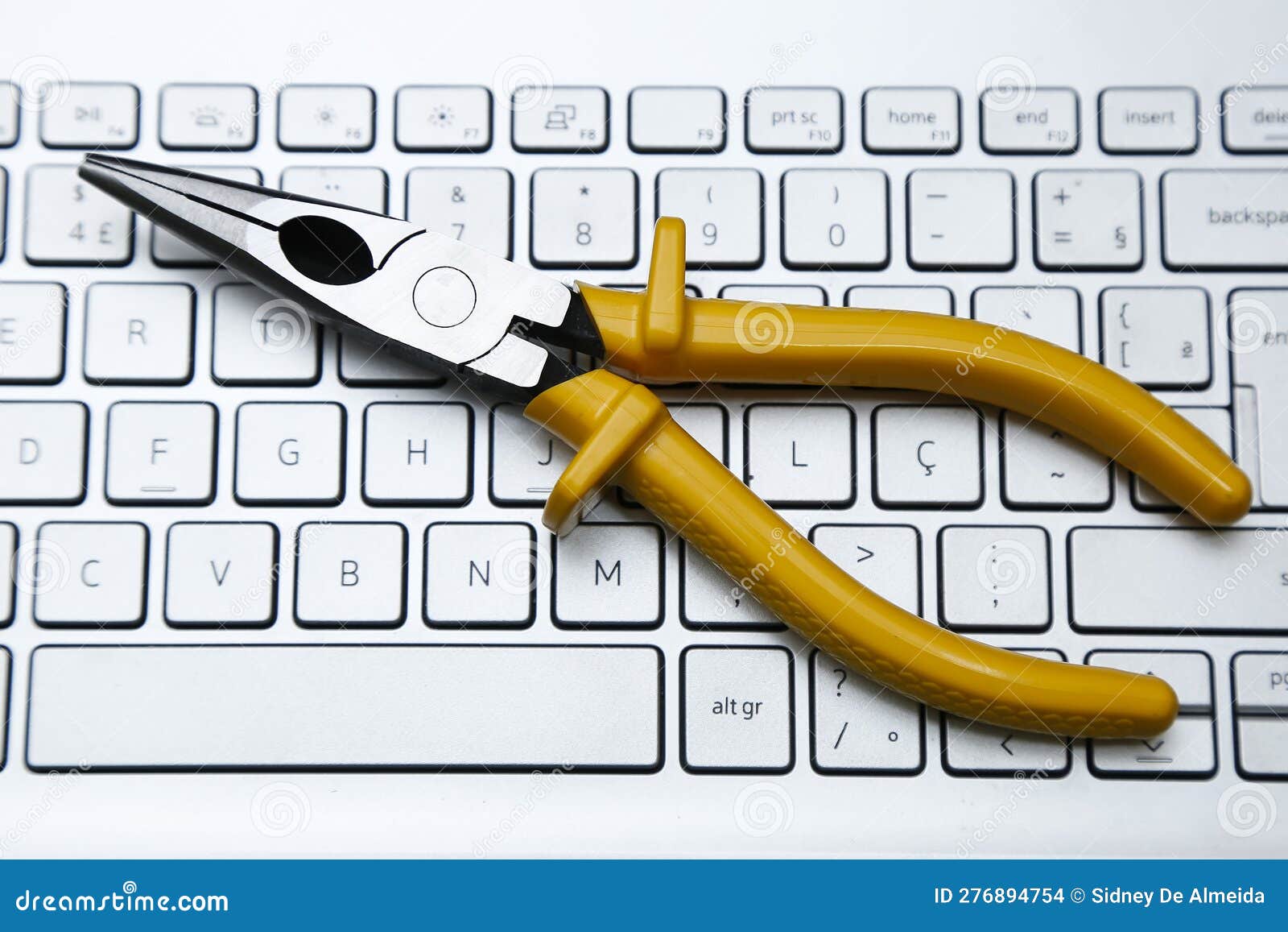 Snipe Nose Pliers Tool and Computer Keyboard Stock Photo - Image of ...