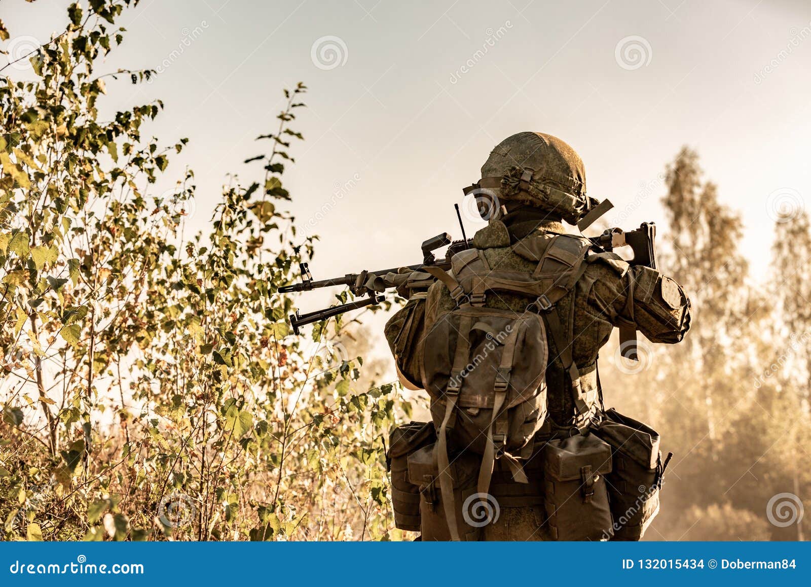 Sniper Armed with Large Caliber, Sniper Rifle, Shooting Enemy Targets ... Sniper Armed with Large Caliber, Sniper Rifle, Shooting Enemy Targets ...