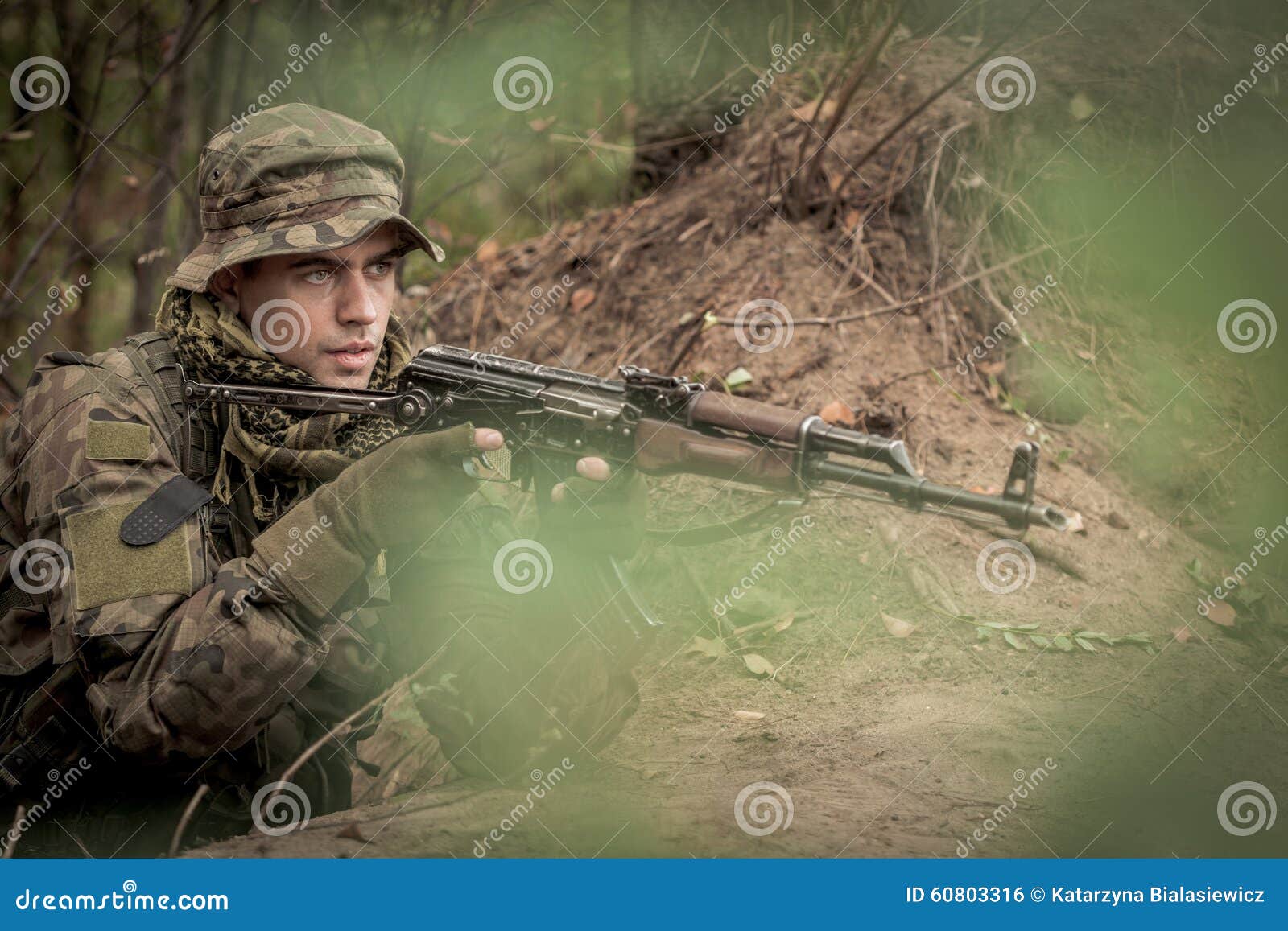 Sniper with Automatic Weapon Stock Photo - Image of training, pistol ...