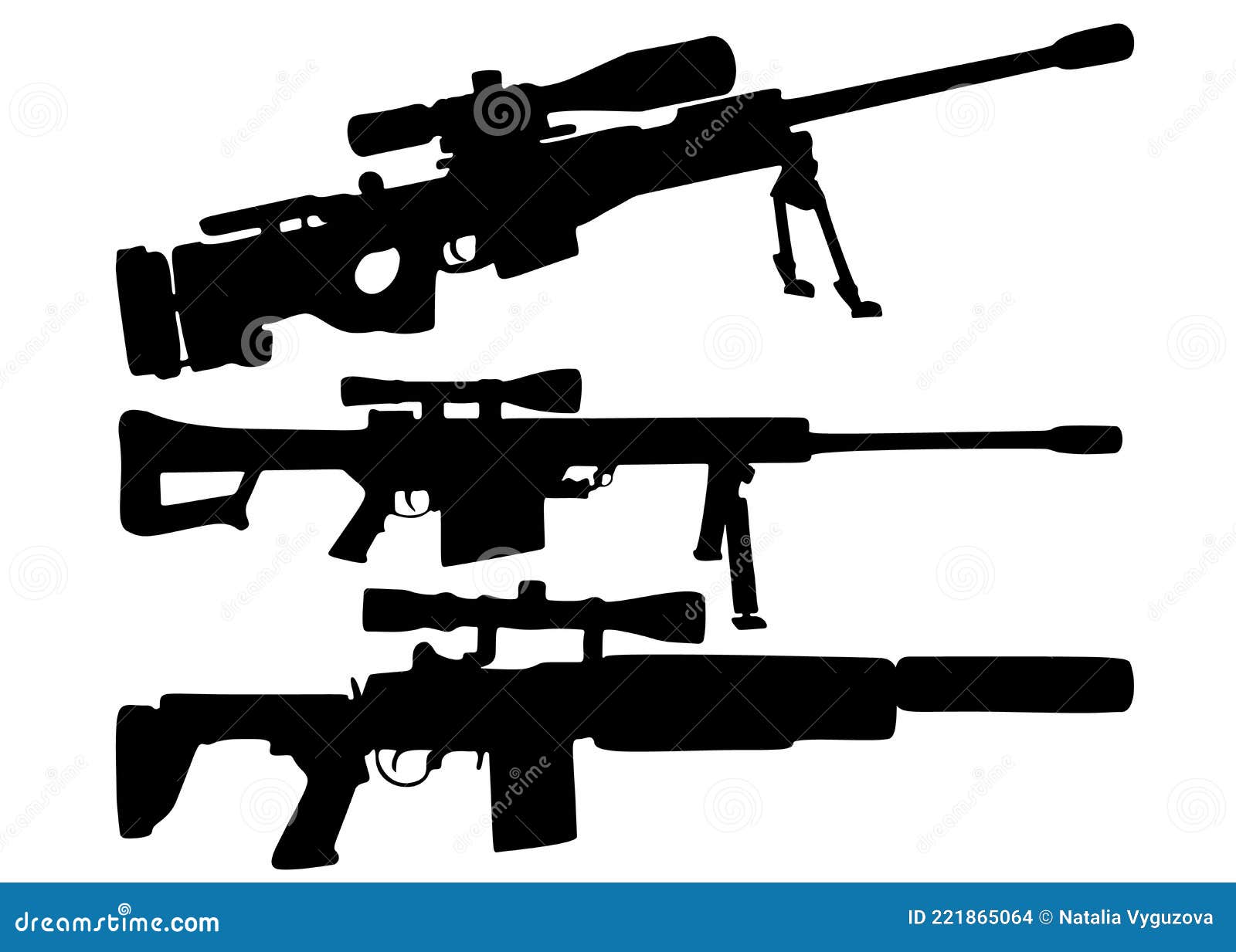 Set Of Firearms Sniper Rifles And Targets Cartoon Vector ...