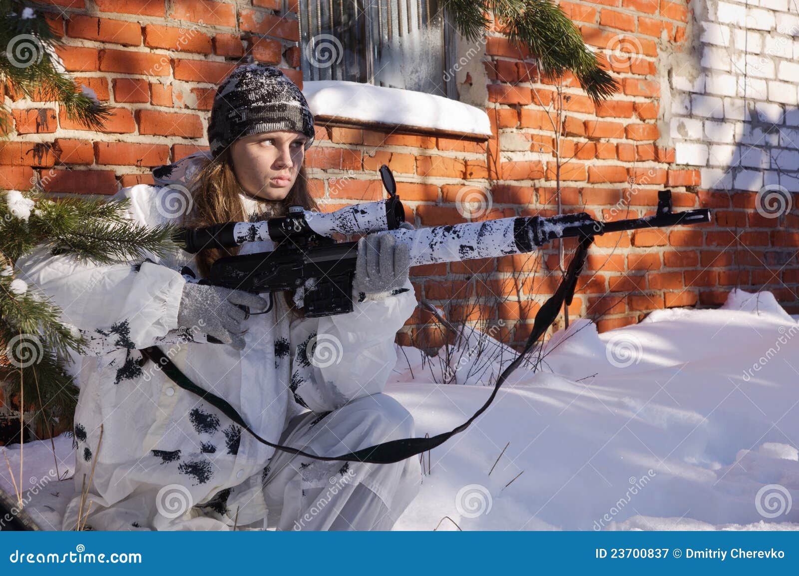 Sniper girl stock image. Image of serious, beautiful - 23700837