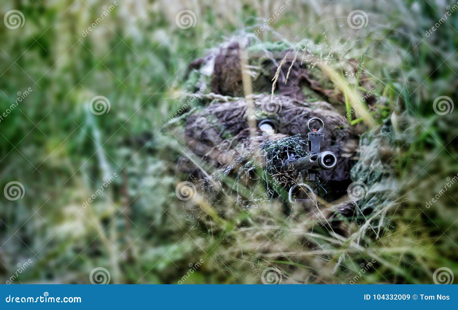 Sniper in the Grass with Rifle Stock Image - Image of army, uniform ...