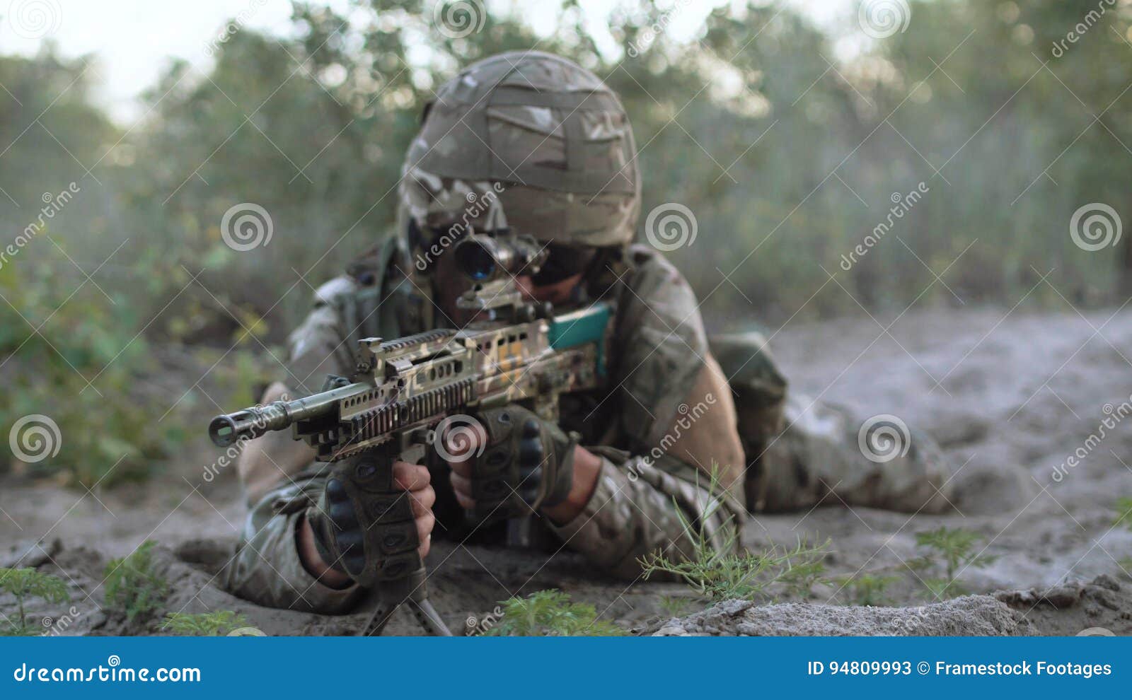 Sniper lying and aiming stock image. Image of ranger - 94809993