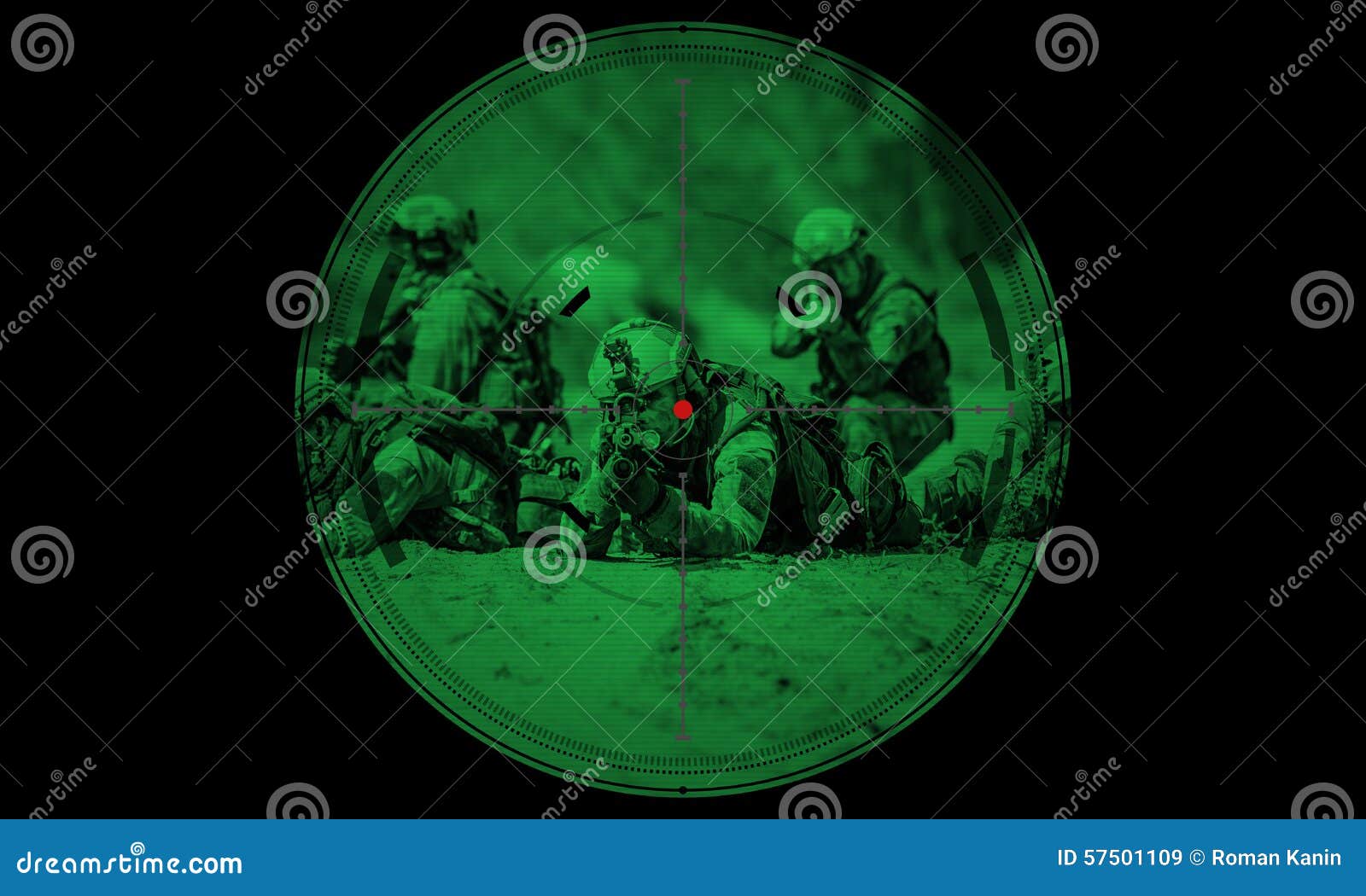 Sniper during Night Operation Hostage Rescue.view through the Ni Stock ...