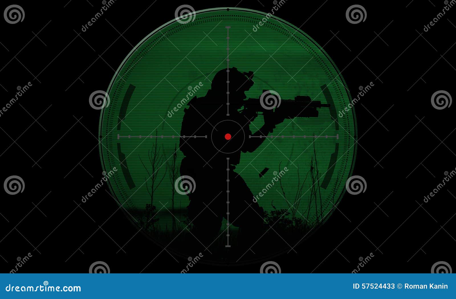 Sniper during Night Operation Hostage Rescue.view through the Ni Stock ...