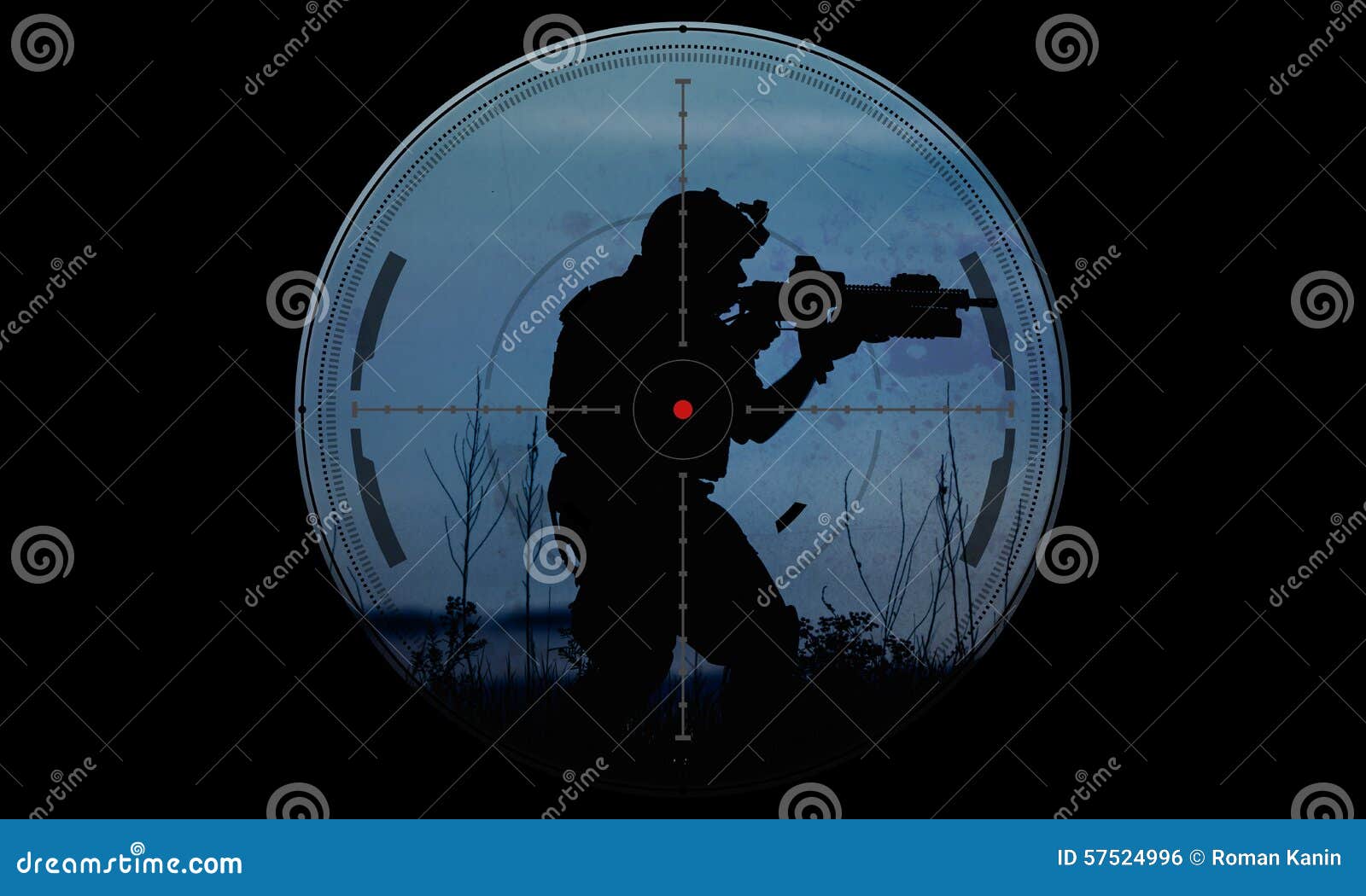Sniper during Night Operation Hostage Rescue.view through the Ni Stock ...