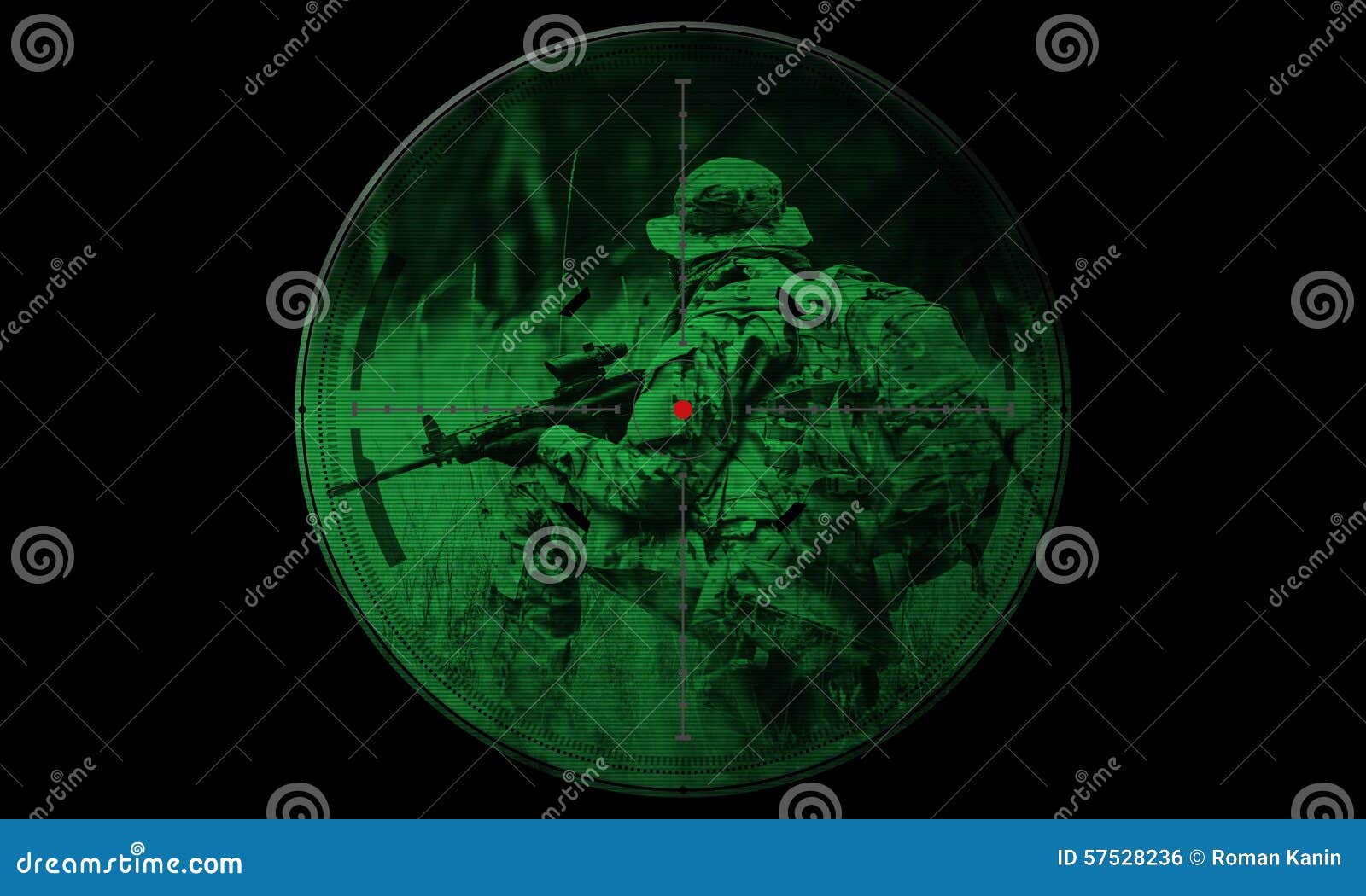 Sniper during Night Operation Hostage Rescue.view through the Ni Stock ...