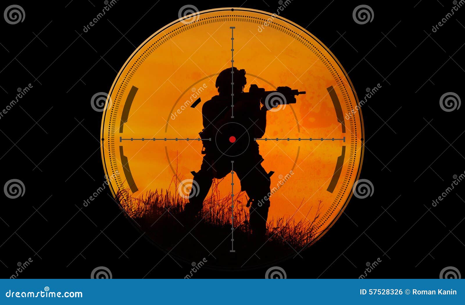 Sniper during Night Operation Hostage Rescue.view through the Ni Stock ...