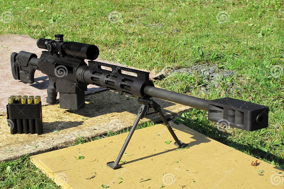 Sniper Rifle Caliber .50 BMG in Front Stock Image - Image of long ...