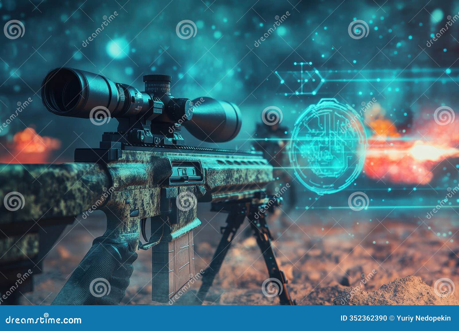 Advanced Sniper Rifle with Digital Interface in Futuristic Combat ...
