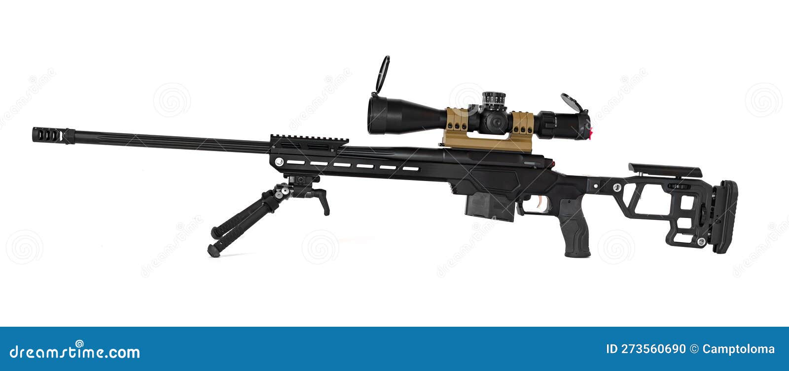 A Sniper Rifle with an Optical Sight Bipod Side View Stock Photo ...