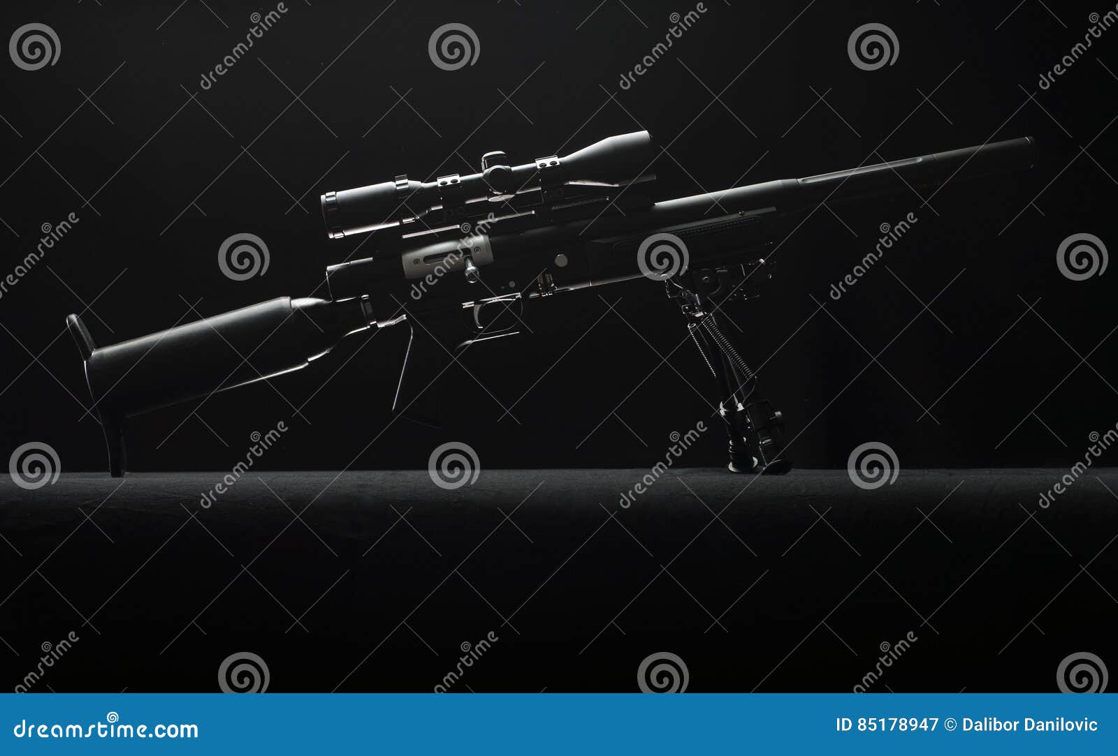 Sniper rifle with a stand stock image. Image of side - 85178947