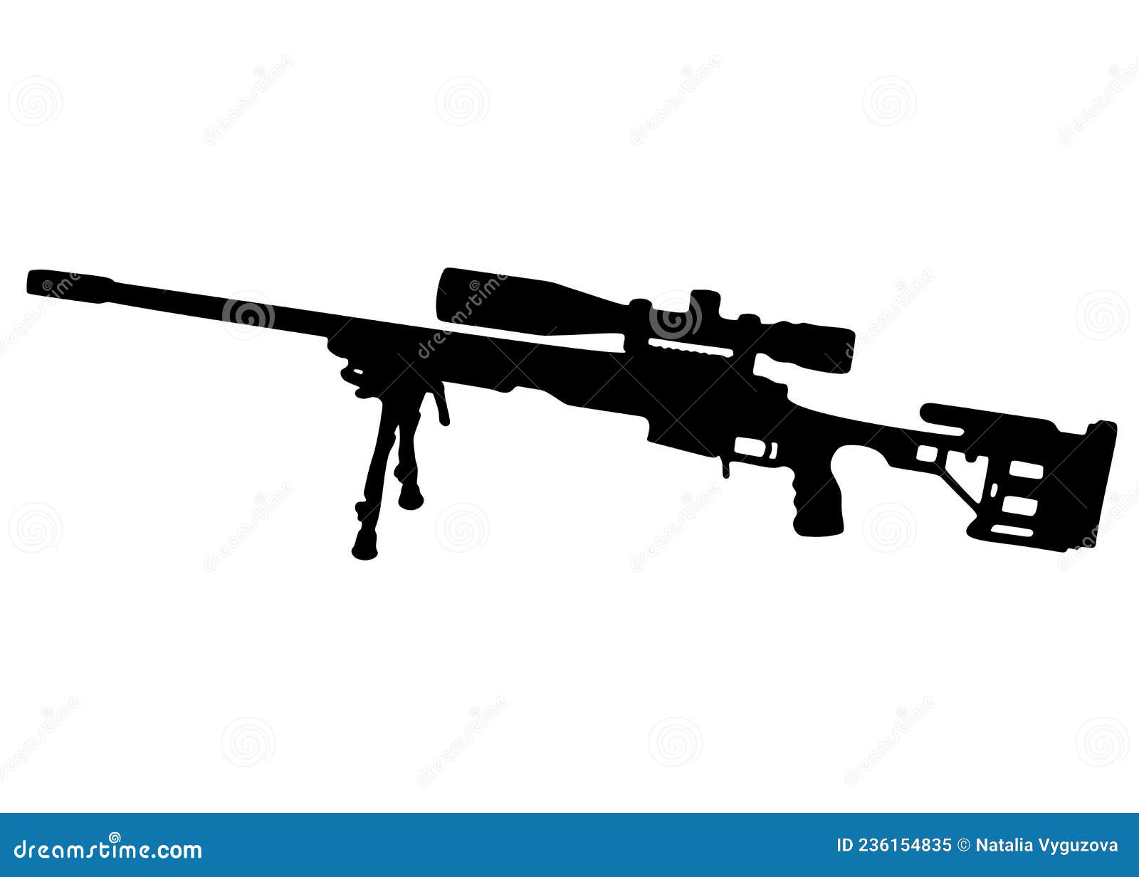 Sniper rifle on a stand. stock vector. Illustration of submachine ...