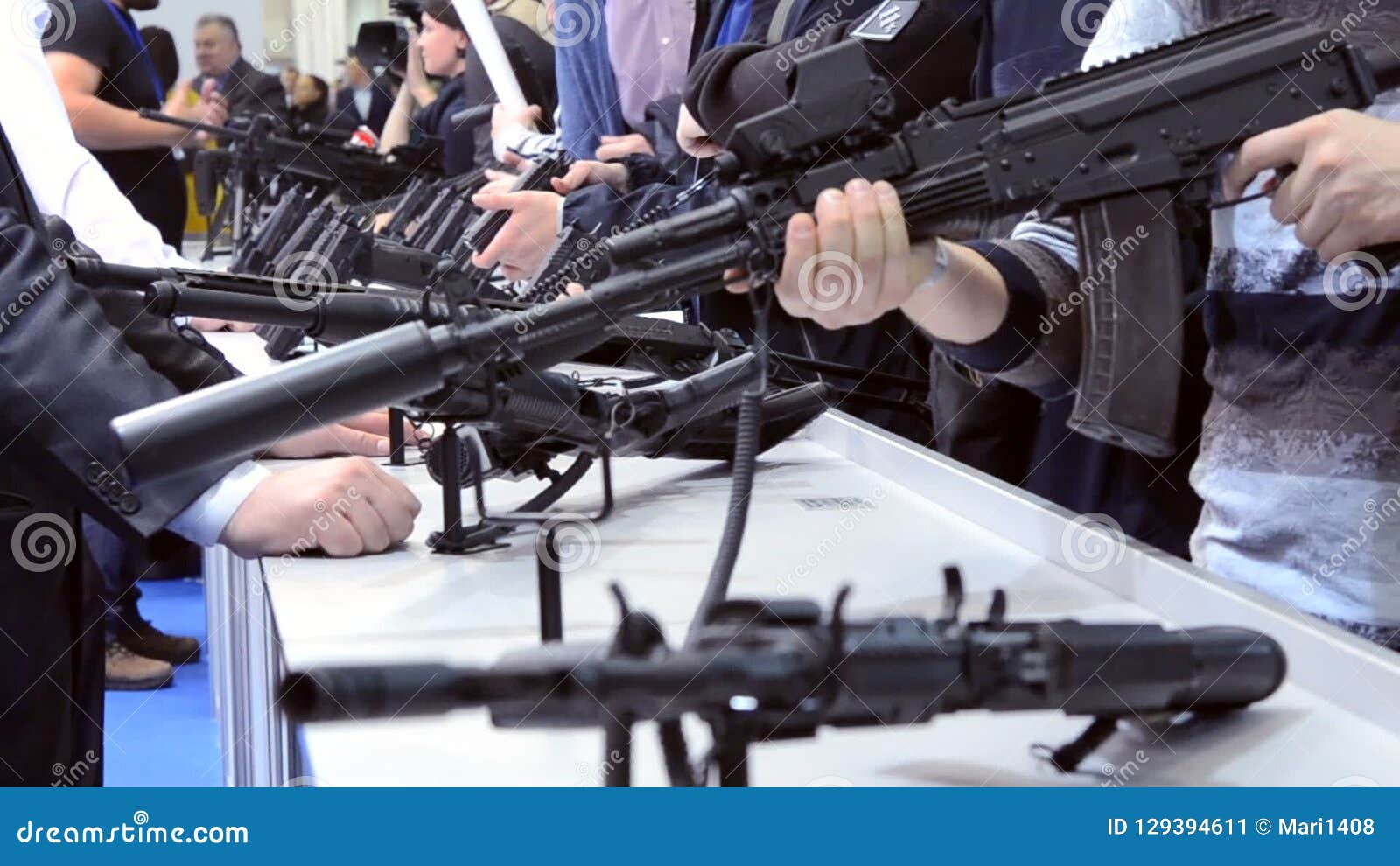 Sniper Rifle Submachine Gun on the Table Stock Video - Video of ...