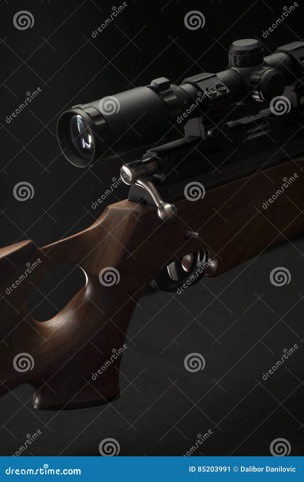 Sniper rifle with a wooden stock image. Image of military - 85203991