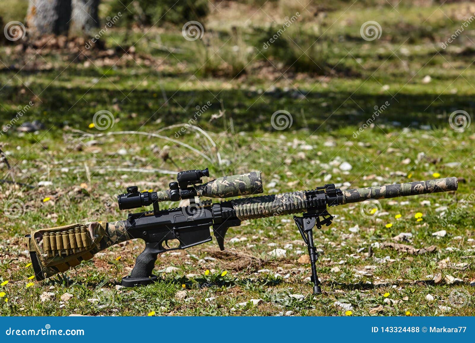 Sniper Concept. Girl Military Warrior Rifle. Observing Point. Woman ...