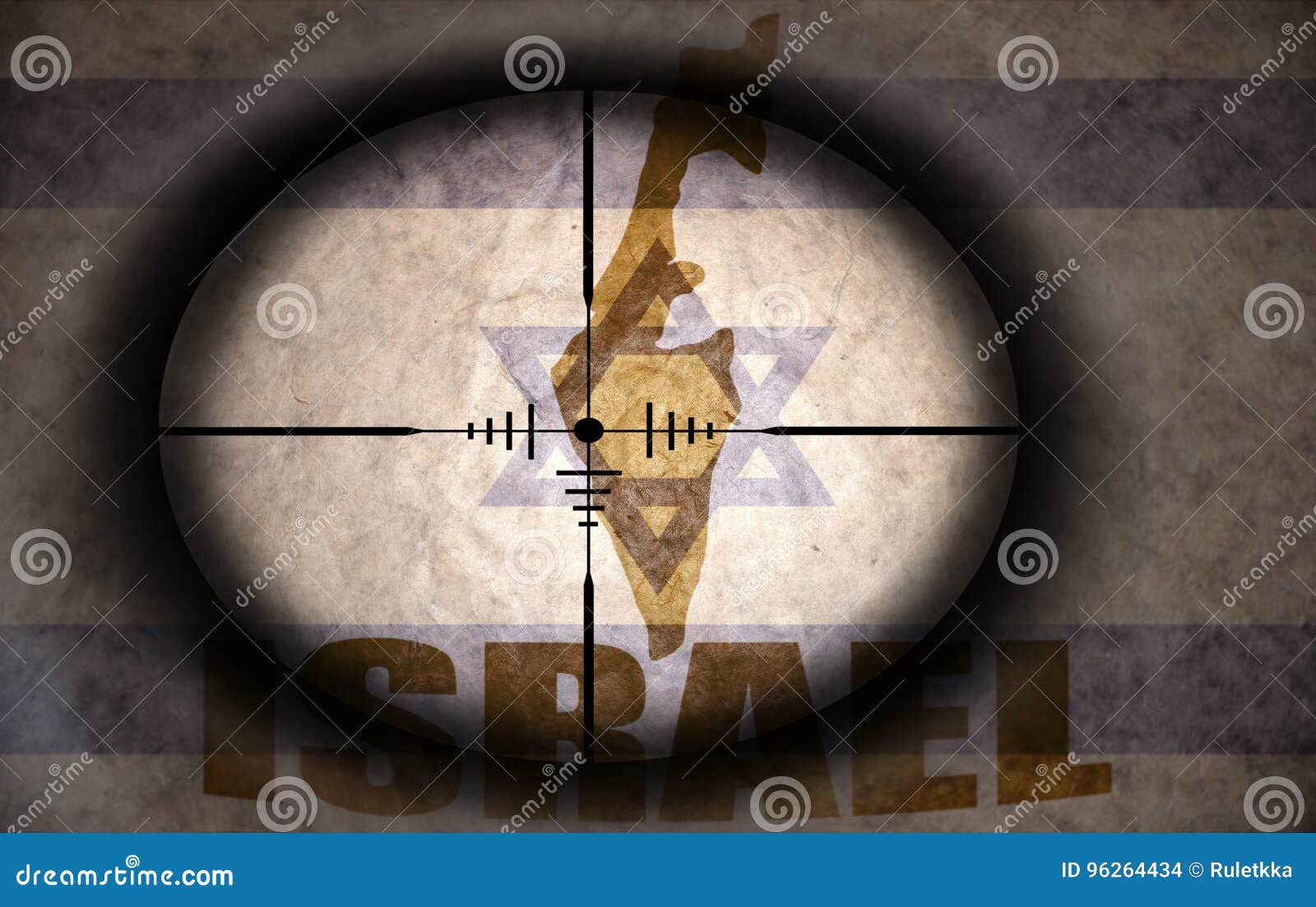 Sniper Scope Aimed at the Israeli Flag and Map Stock Illustration ...