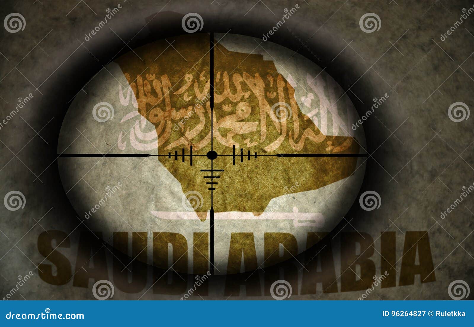 Sniper Scope Aimed At The Saudi Arabia Flag And Map Royalty-Free Stock ...