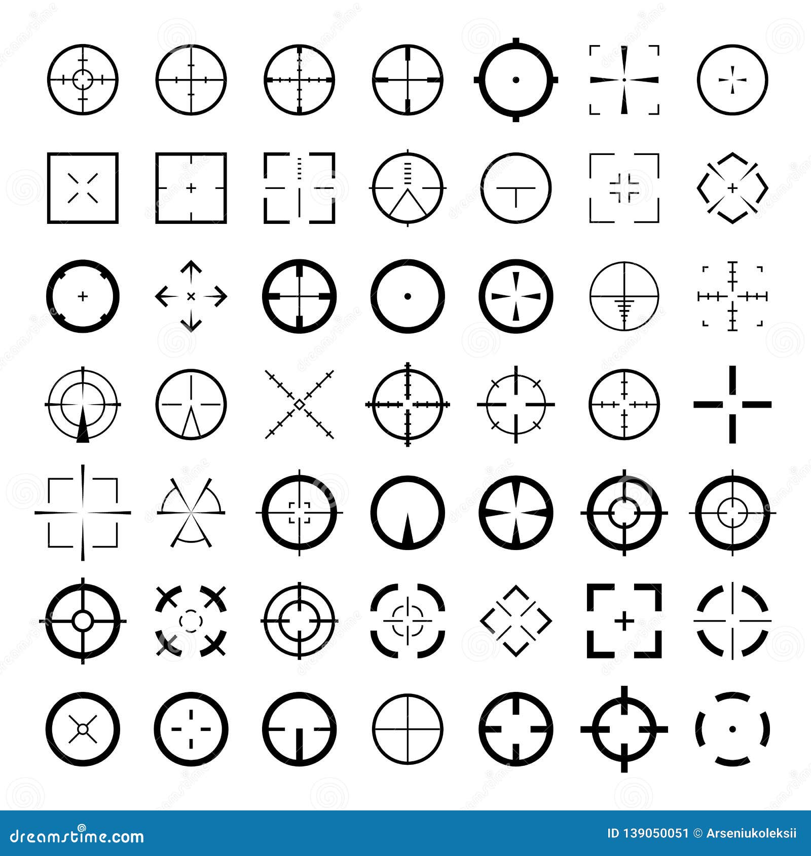Sniper Scope Crosshairs Icon Set. Isolated Rifle Gun Target Sights ... Sniper Scope Crosshairs Icon Set. Isolated Rifle Gun Target Sights ...