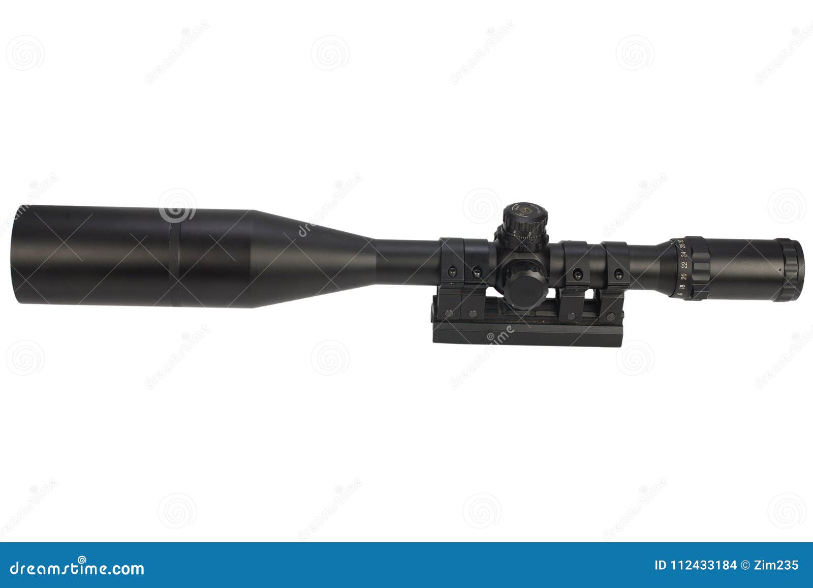 Sniper scope isolated stock photo. Image of rifle, rings - 112433184