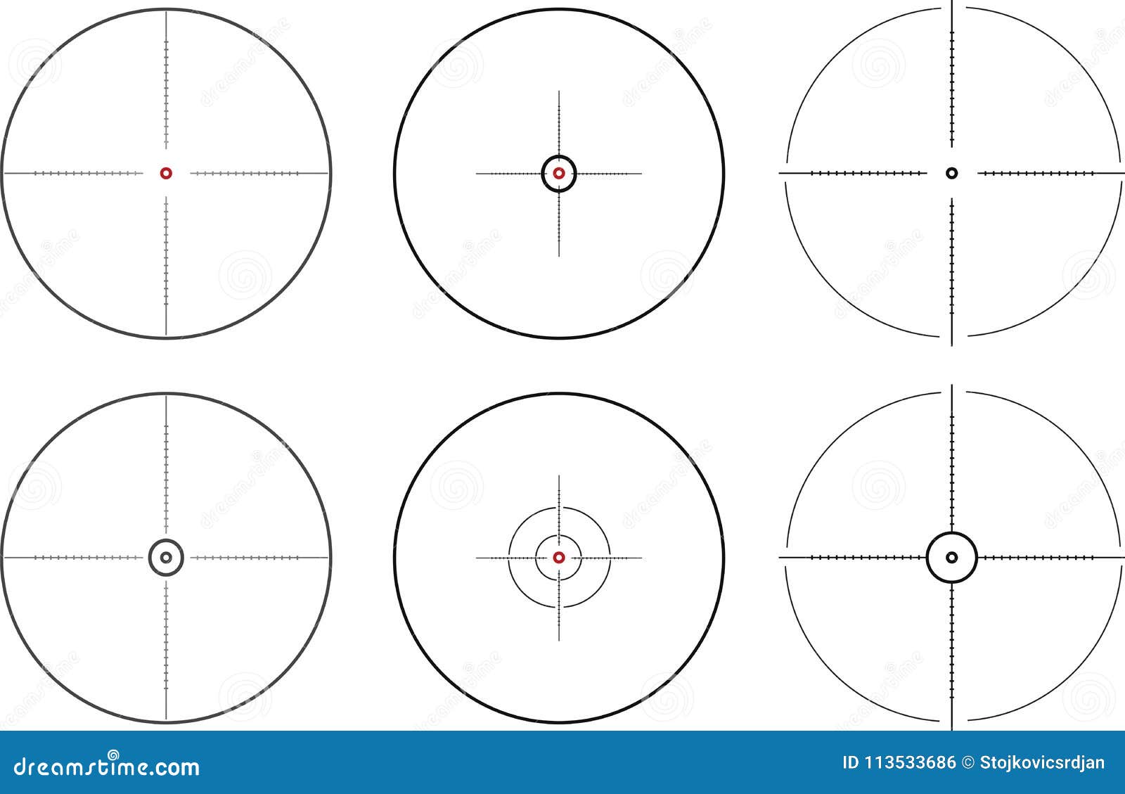 Sniper Scope. Six Different Shapes Stock Vector - Illustration of army ...