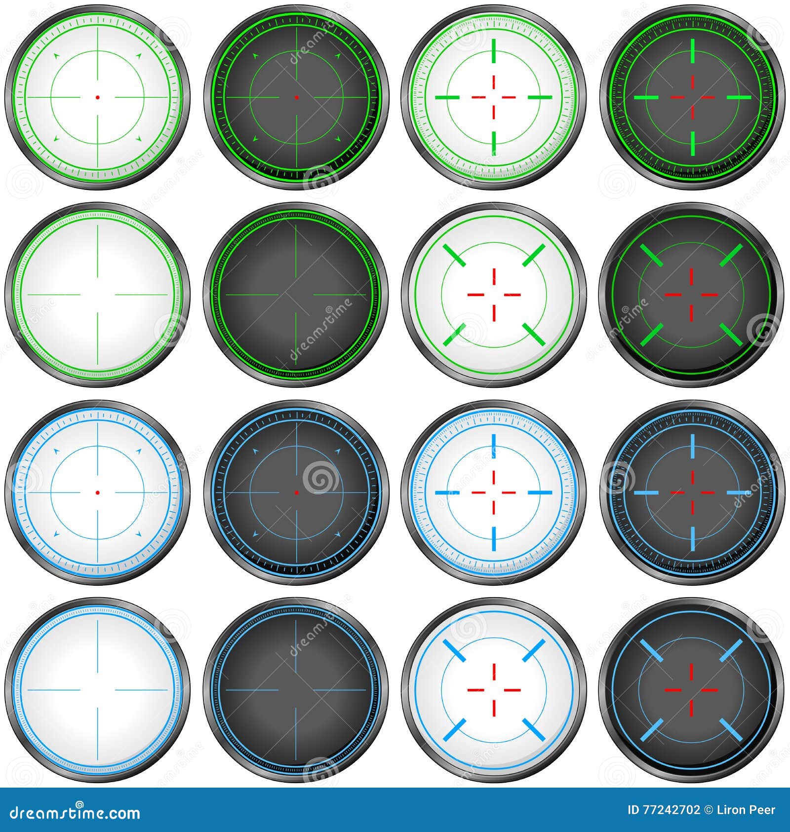 Sniper Scope Target Colorful Set Stock Vector - Illustration of range ...