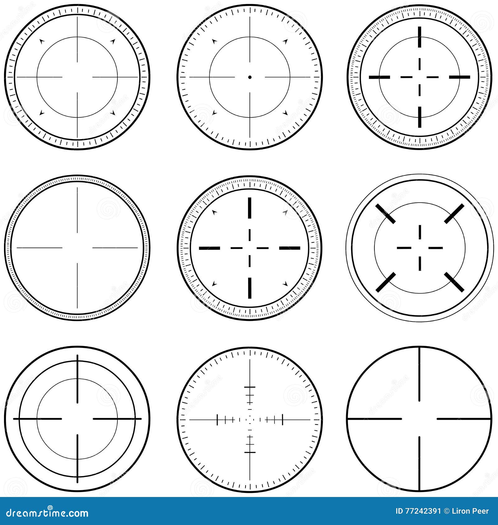 Sniper Scope Target Ink Set Stock Vector - Illustration of arrow ...