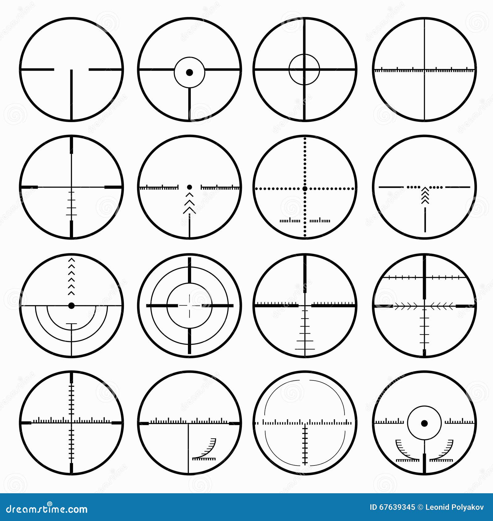 Sniper Scopes Monochrome Collection of Icons Stock Vector ...
