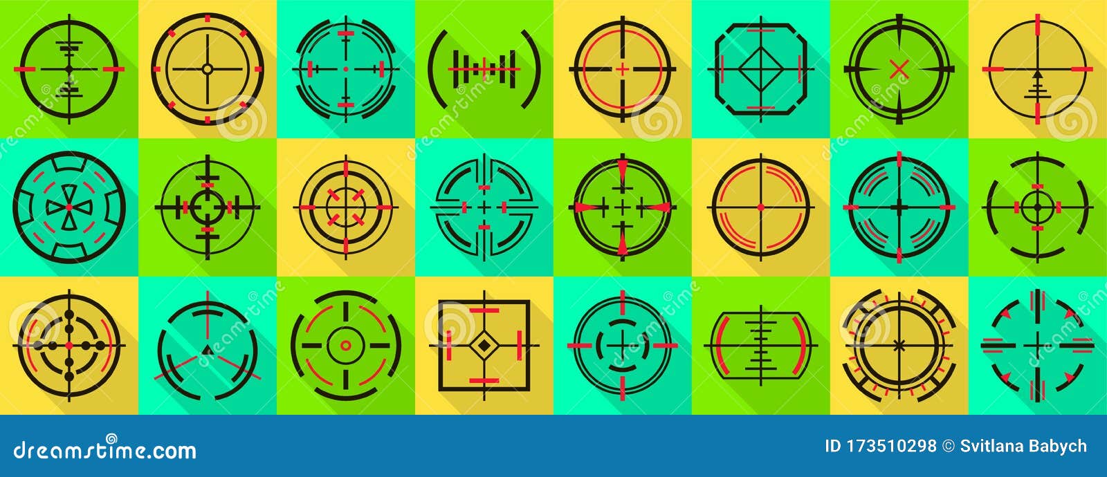 Sniper Sight Vector Flat Set Icon. Vector Illustration Sight and Target ...