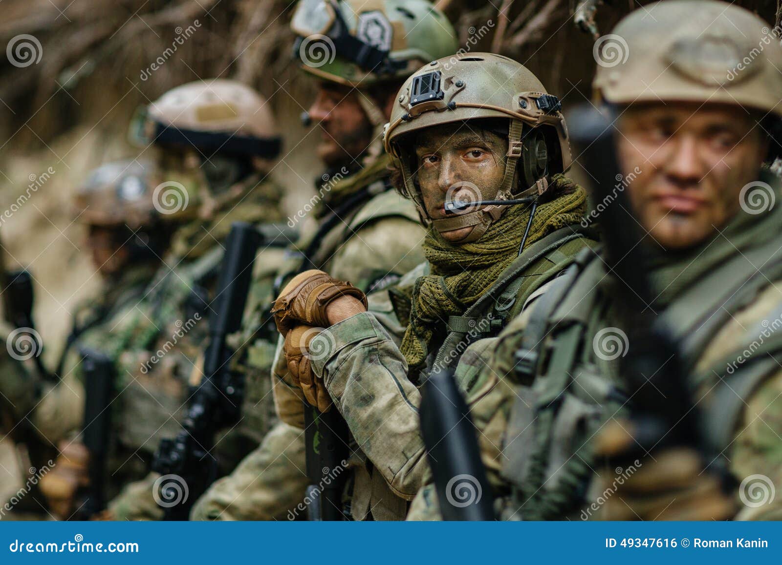 Sniper Stands with Arms and Looks Forward Stock Photo - Image of danger ...
