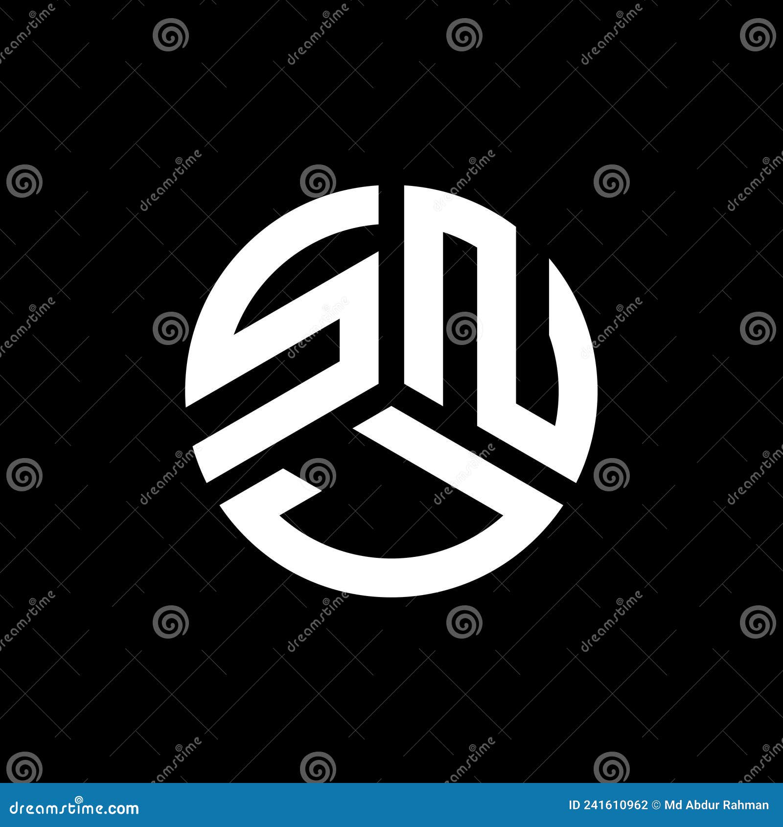 SNJ Letter Logo Design on Black Background. SNJ Creative Initials ...