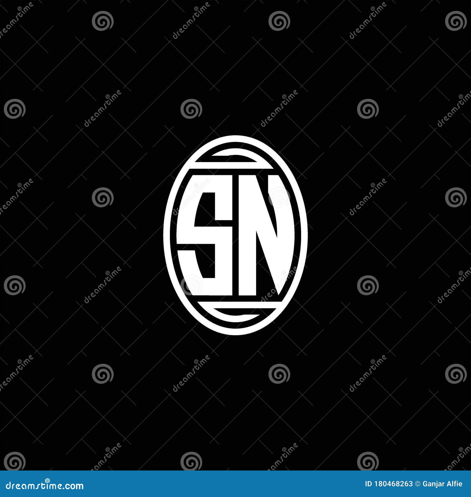 Snmonogrammlogo Isoliert Auf Oval, Form Zu Drehen Vektor Abbildung ...