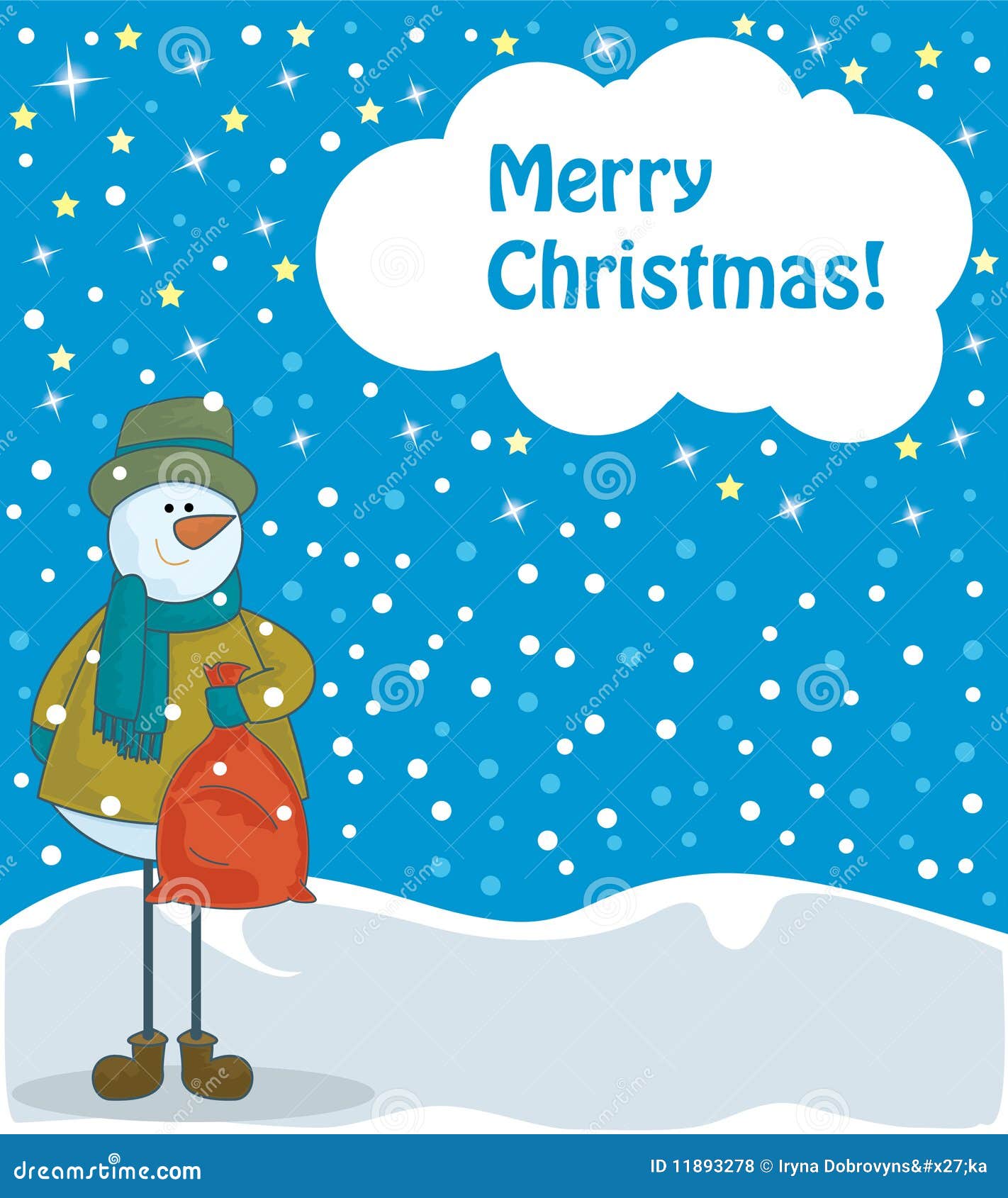 Snoman with bag stock vector. Illustration of green, event - 11893278