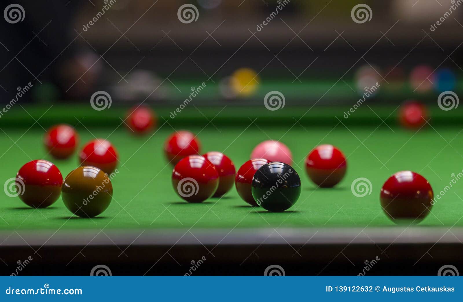 Snooker Ball on the Green Snooker Table at Snooker Club Stock Photo ...