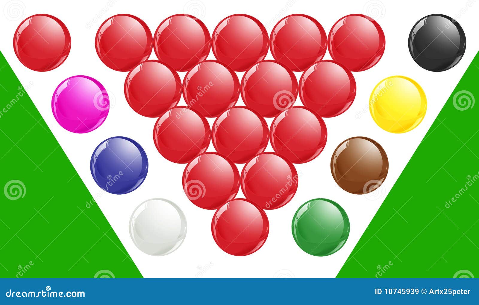 Snooker Balls with Green Base Stock Illustration - Illustration of ...