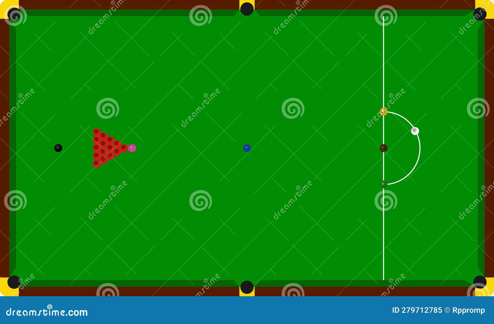 Snooker Billiard Table with Lines and Balls Stock Vector - Illustration ...