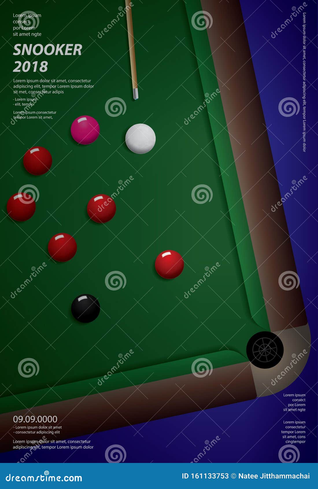 Snooker Championship Poster Design Template Cartoon Vector ...