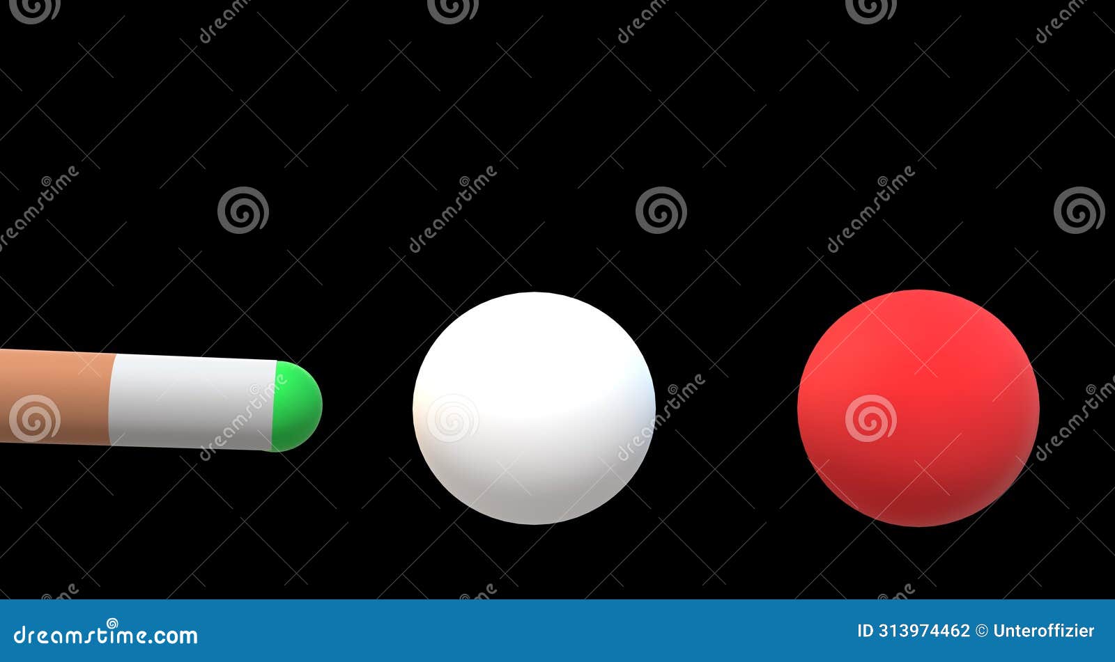 Snooker Cue White and Red Balls Side View Black Backdrop Stock ...