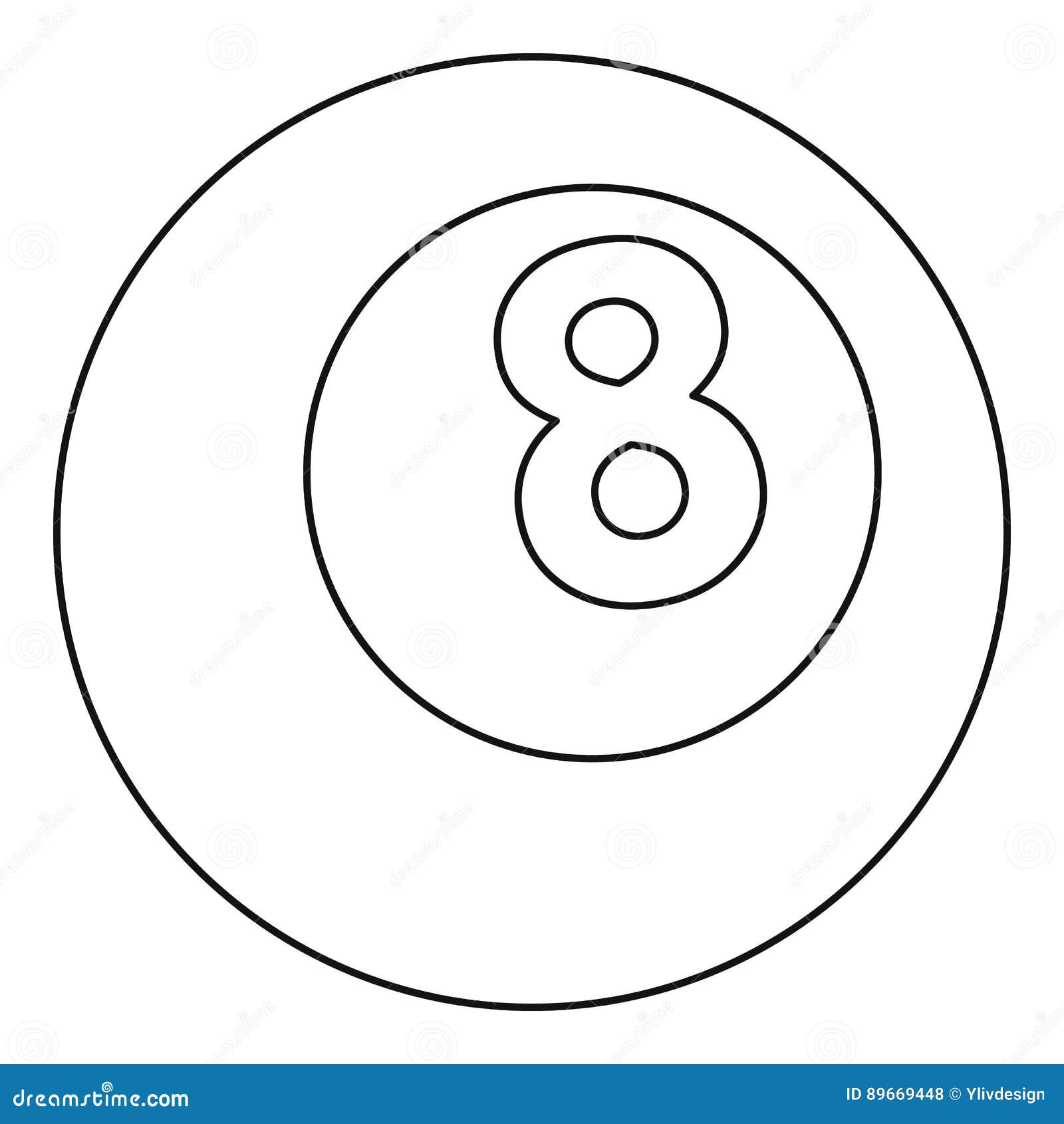 Snooker Eight Pool Icon, Outline Style Stock Vector - Illustration of ...