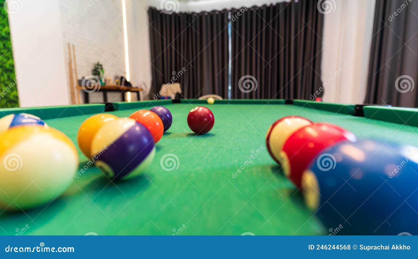 Snooker on Green Snooker Table Stock Photo - Image of ball, billiards ...