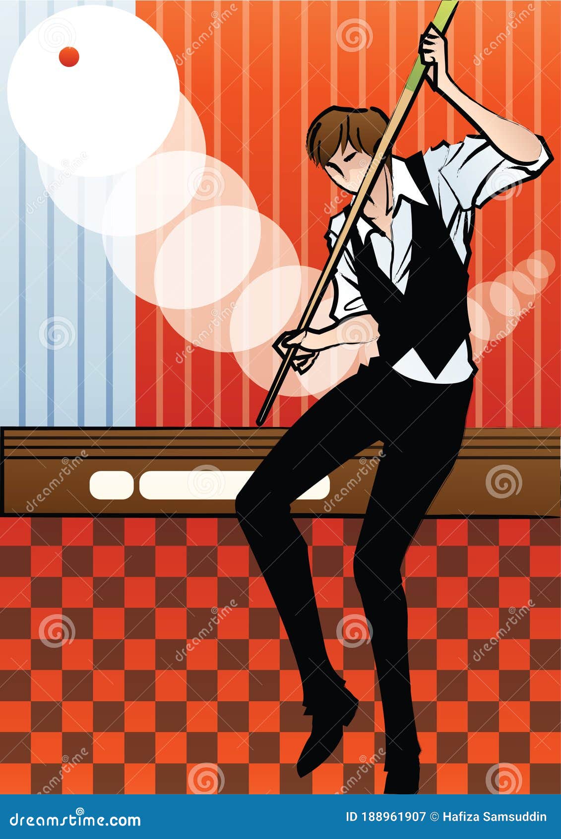 Snooker Player in Action. Vector Illustration Decorative Design Stock ...