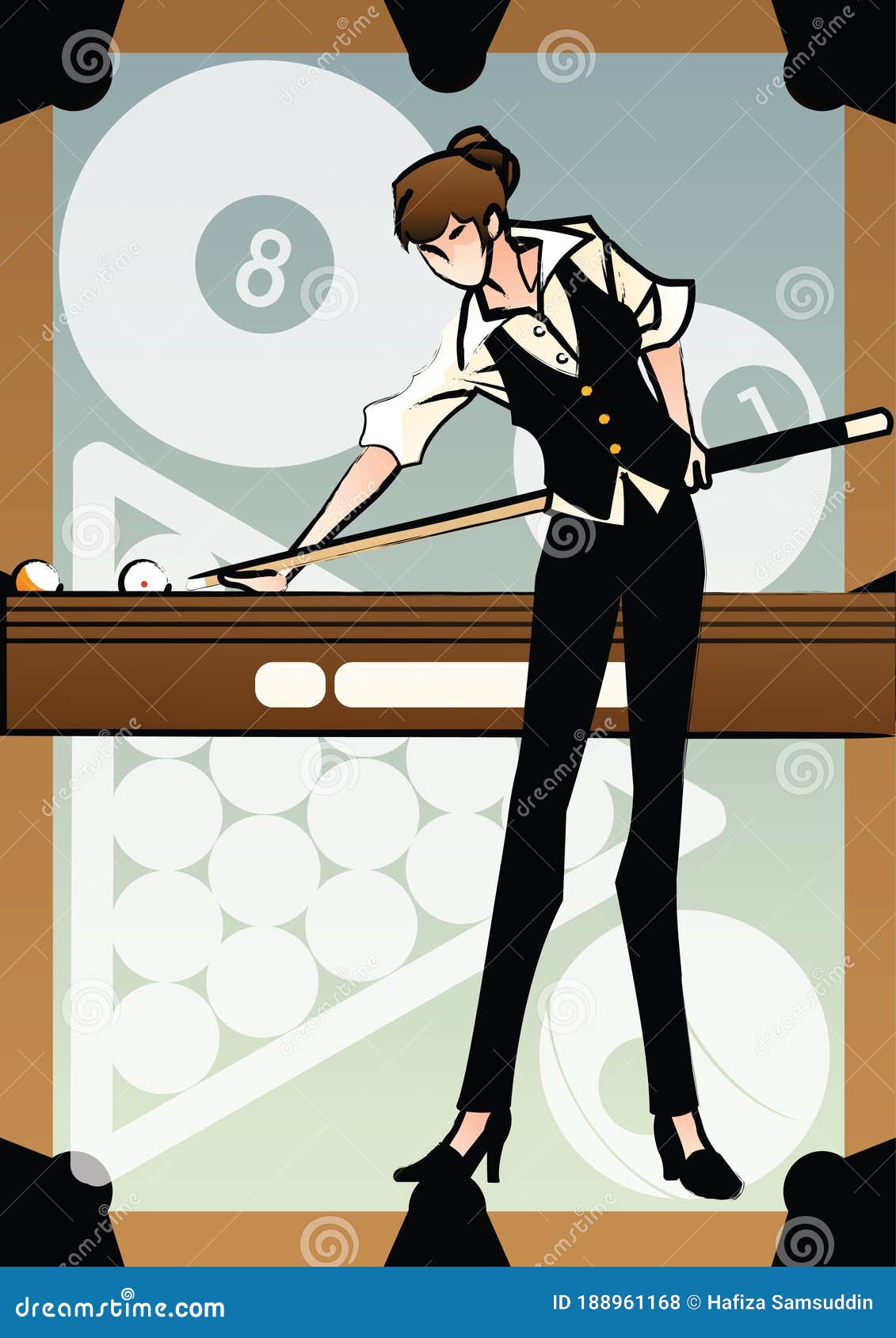 Snooker Player in Action. Vector Illustration Decorative Design Stock ...