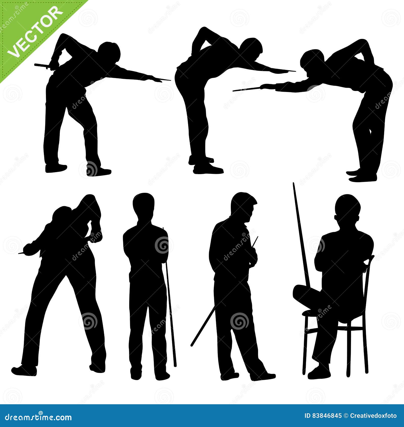 Snooker Player Silhouettes Vector Stock Vector - Illustration of ...