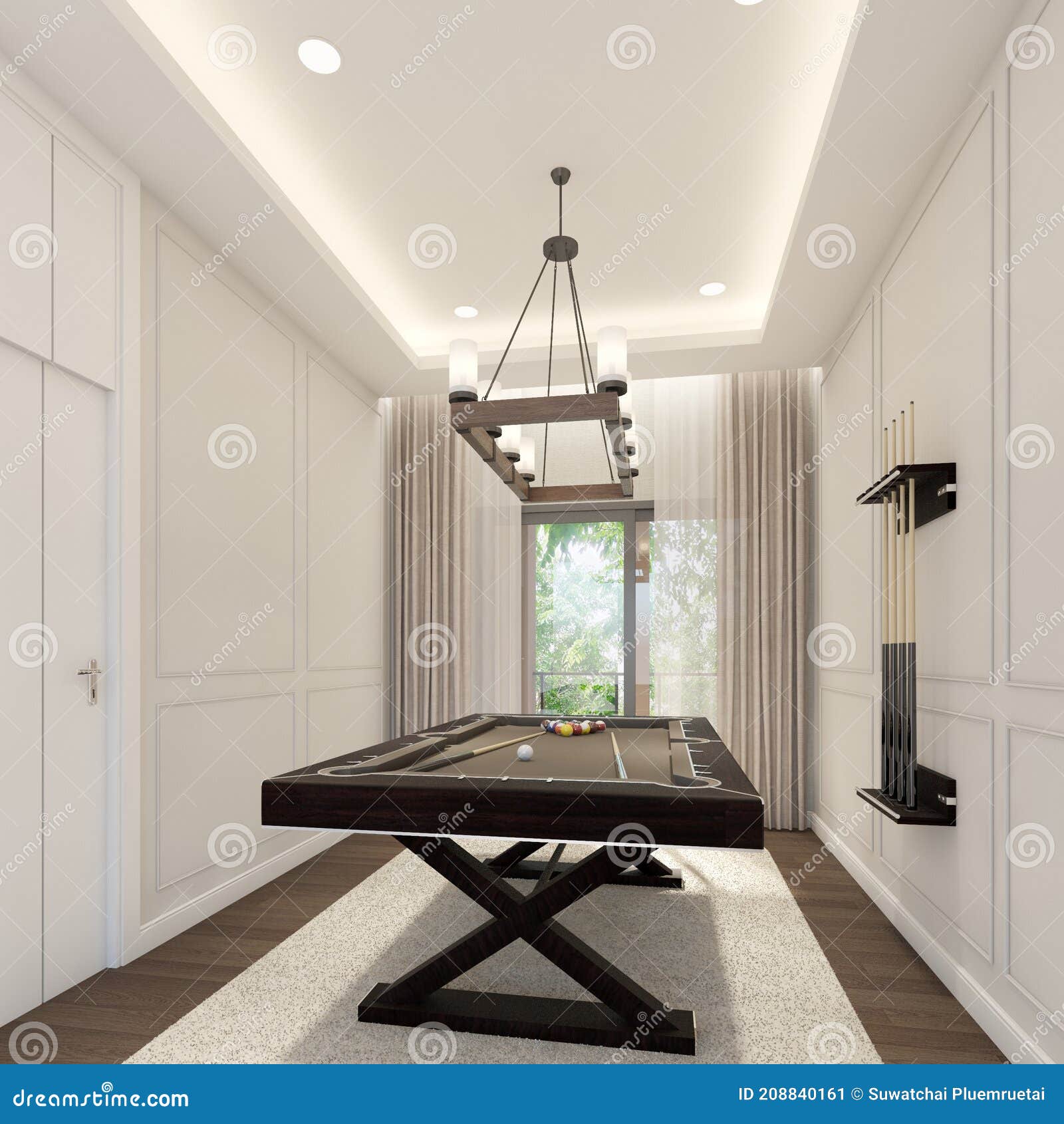Snooker Room Interior Design. 3d Stock Illustration - Illustration of ...