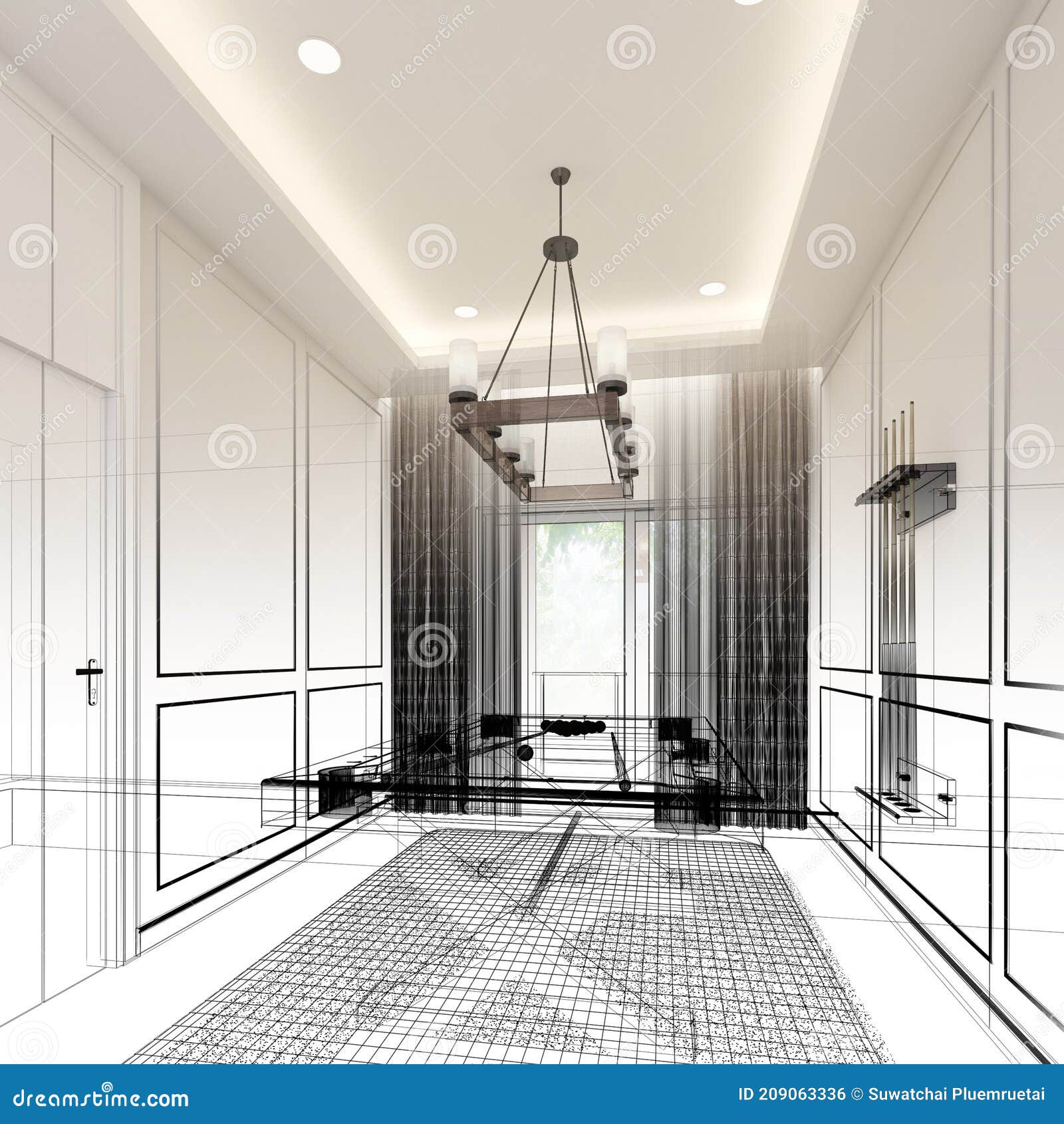 Snooker Room Interior Design. 3d Stock Illustration - Illustration of ...