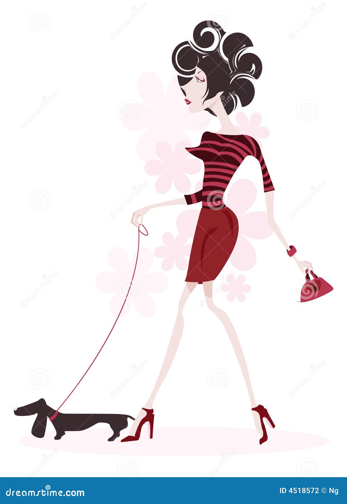 Snooty Lady Dog-walking stock illustration. Illustration of handbag ...