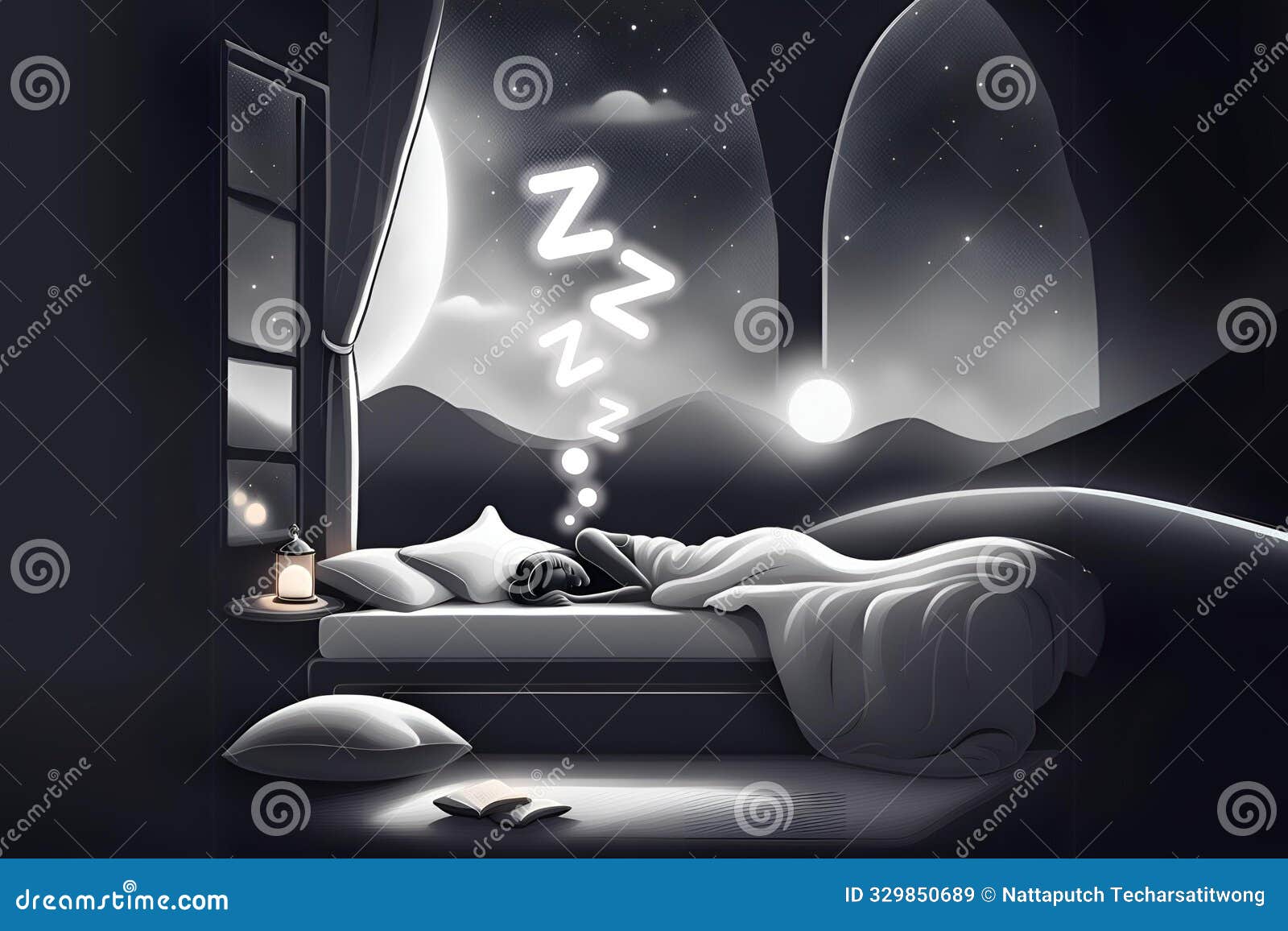 Snooze black and white zzz stock illustration. Illustration of disorder ...