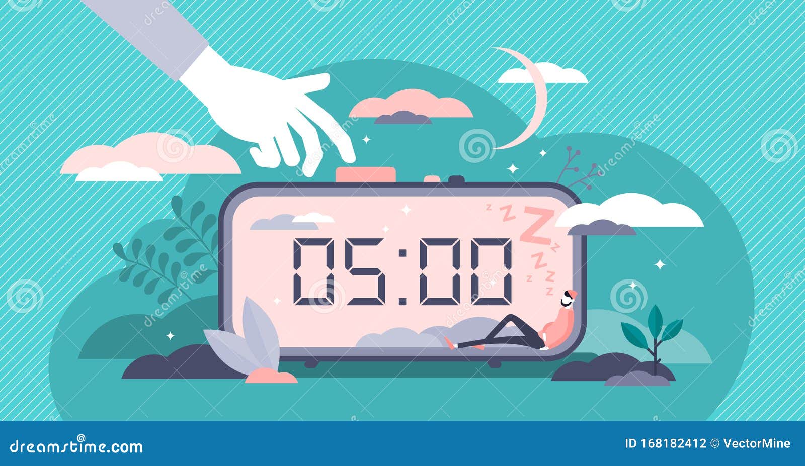 Snooze Vector Illustration. Work or Sleep Postpone in Tiny Persons ...